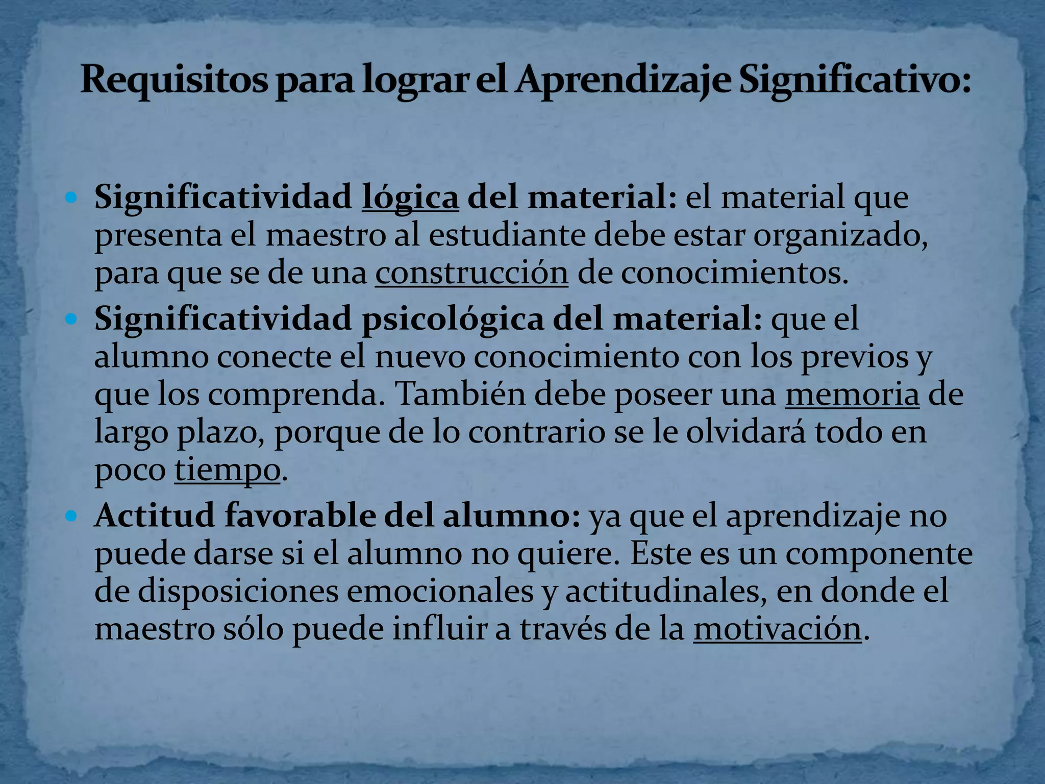 El aprendizaje significativo de david paul ausubel | PPT