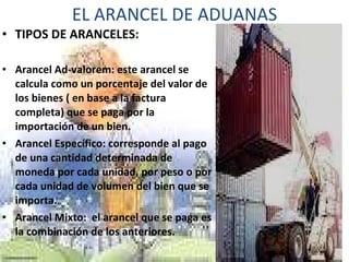 El arancel de aduanas en presentación | PPT