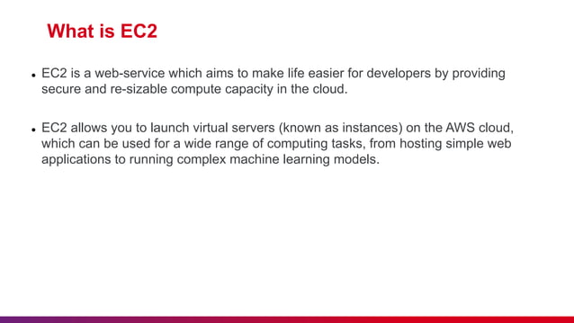 Elastic Compute Cloud (EC2) on AWS Presentation | PPTX