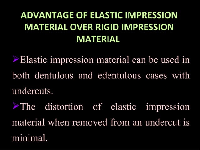 Elastic impression materials | PPT | Oral care | Personal Care