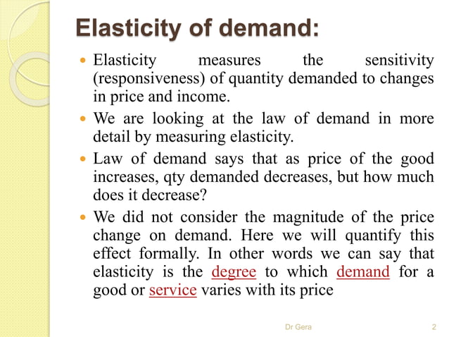 Elasticity in micro economics-types-importance | PPT