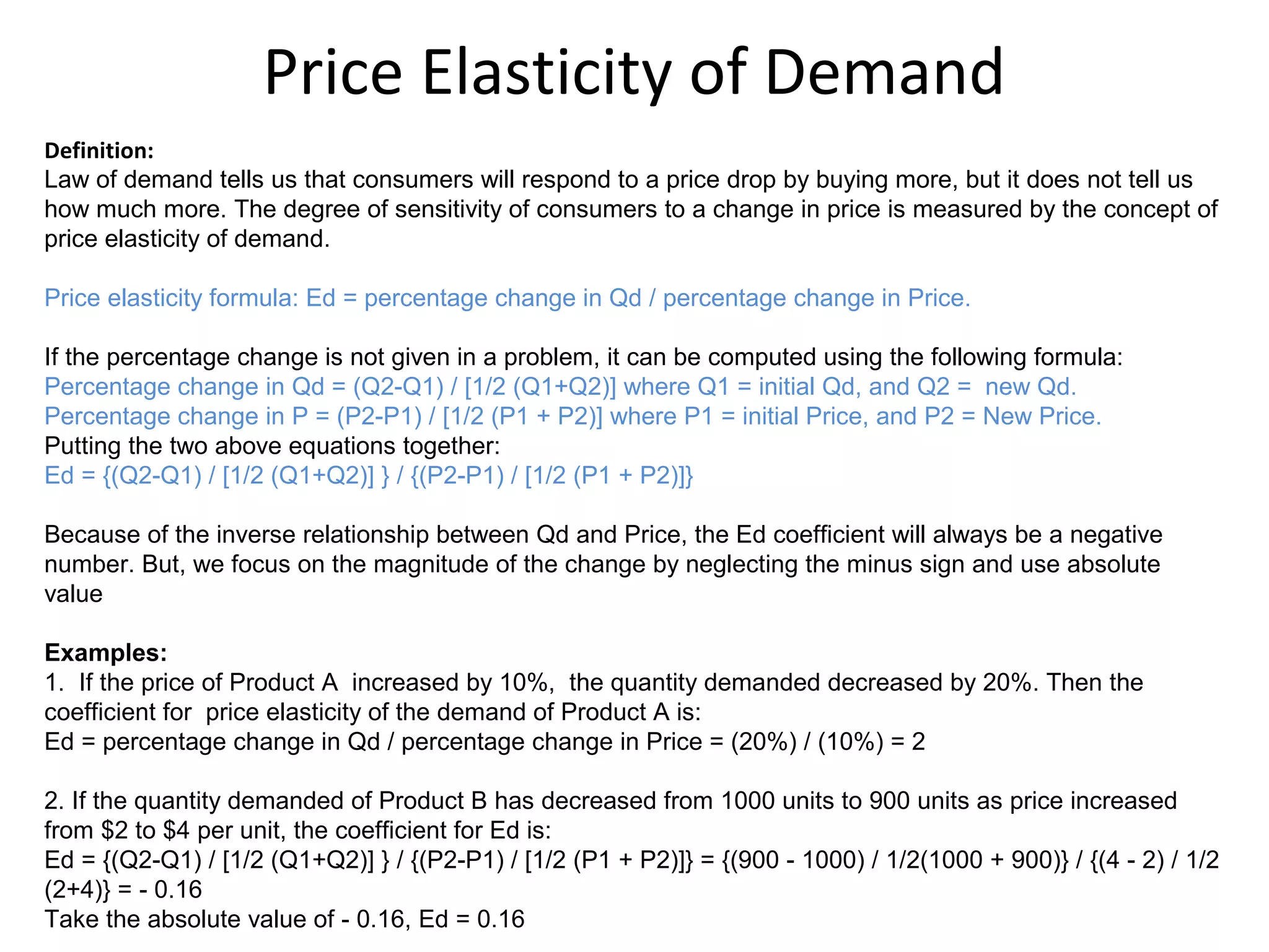 Elasticity of Demand and Supply | PPT