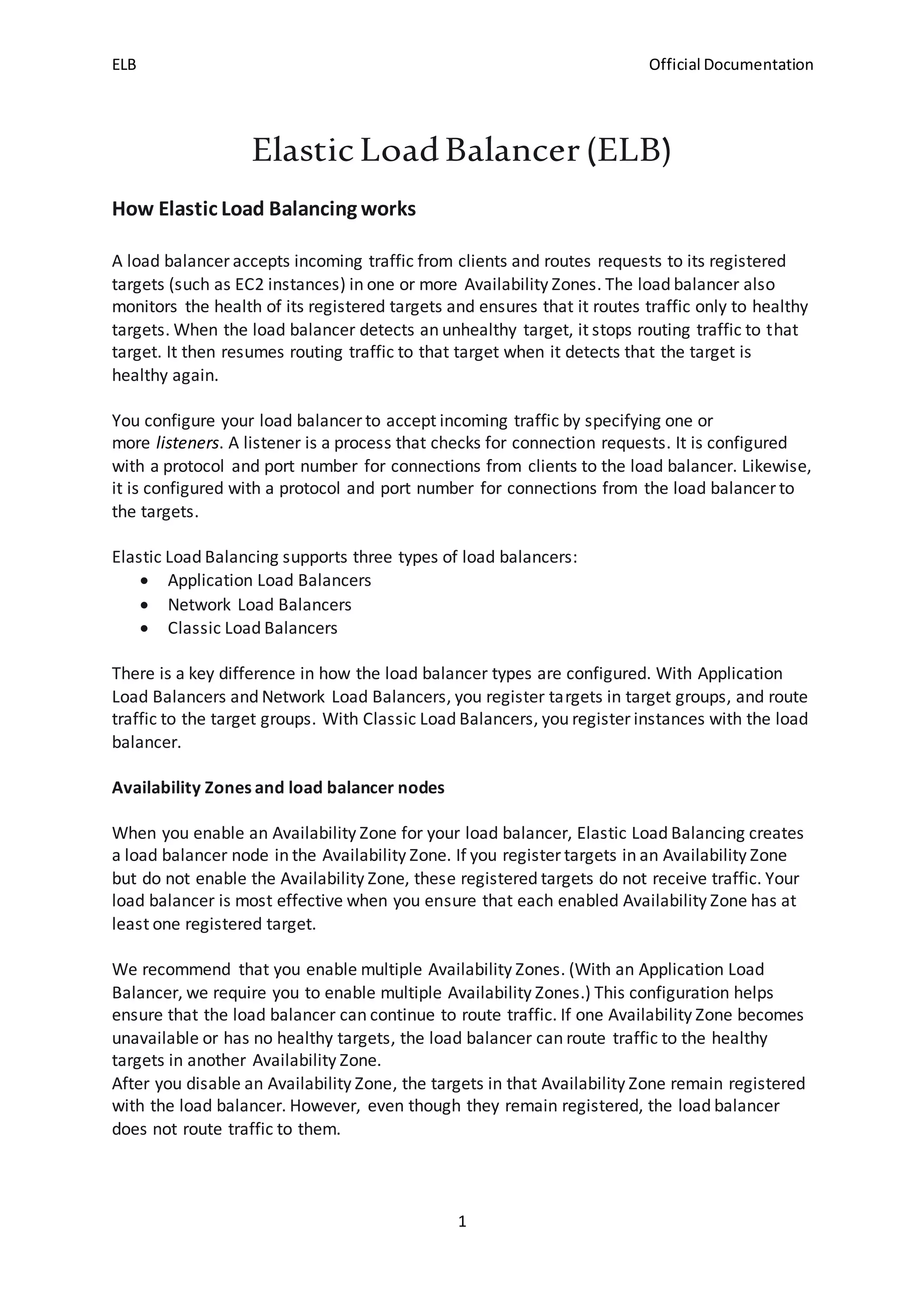 AWS- Elastic load balancing | PDF