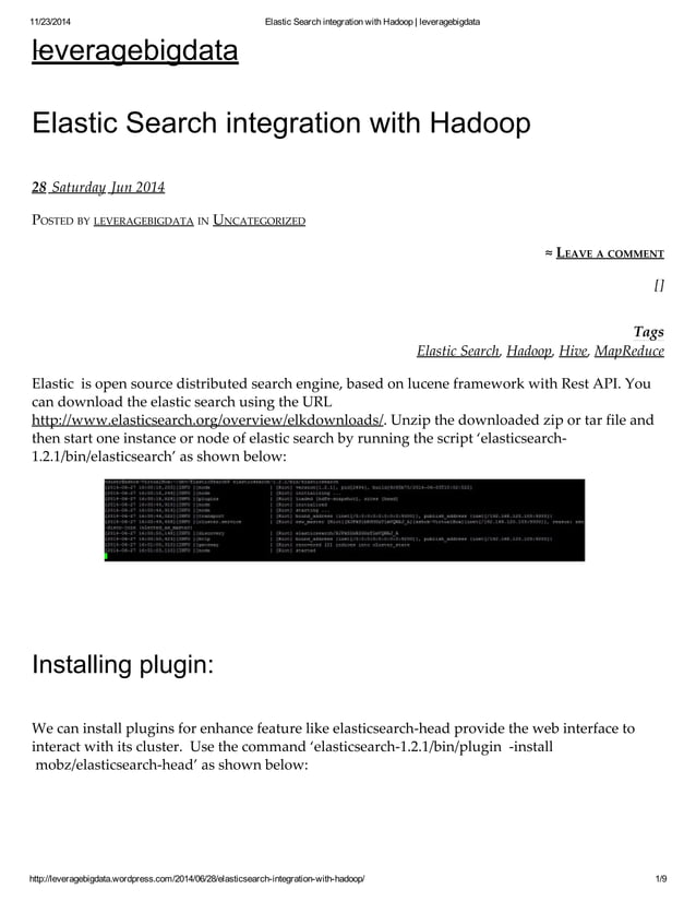 Elastic search integration with hadoop leveragebigdata | PDF