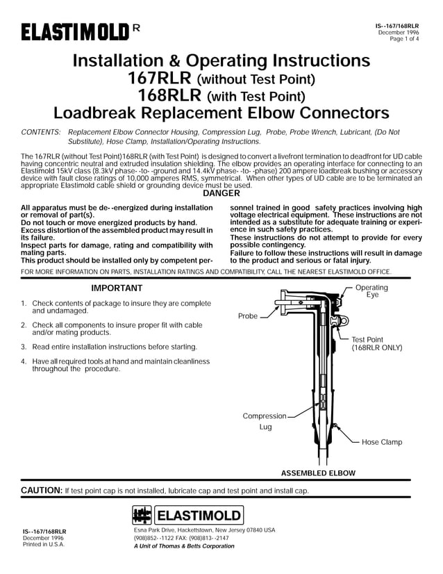 Elastimold Connectors - Loadbreak & Deadbreak Elbow & Bolted Tee ...