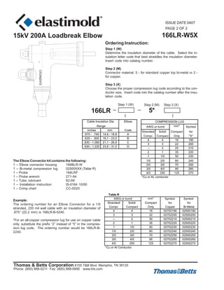 Elastimold Loadbreak Elbows 200Amp - Elastimold 166LR | PDF