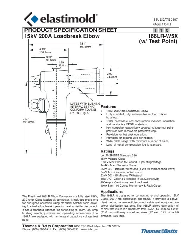 Elastimold Loadbreak Elbows 200Amp - Elastimold 166LR