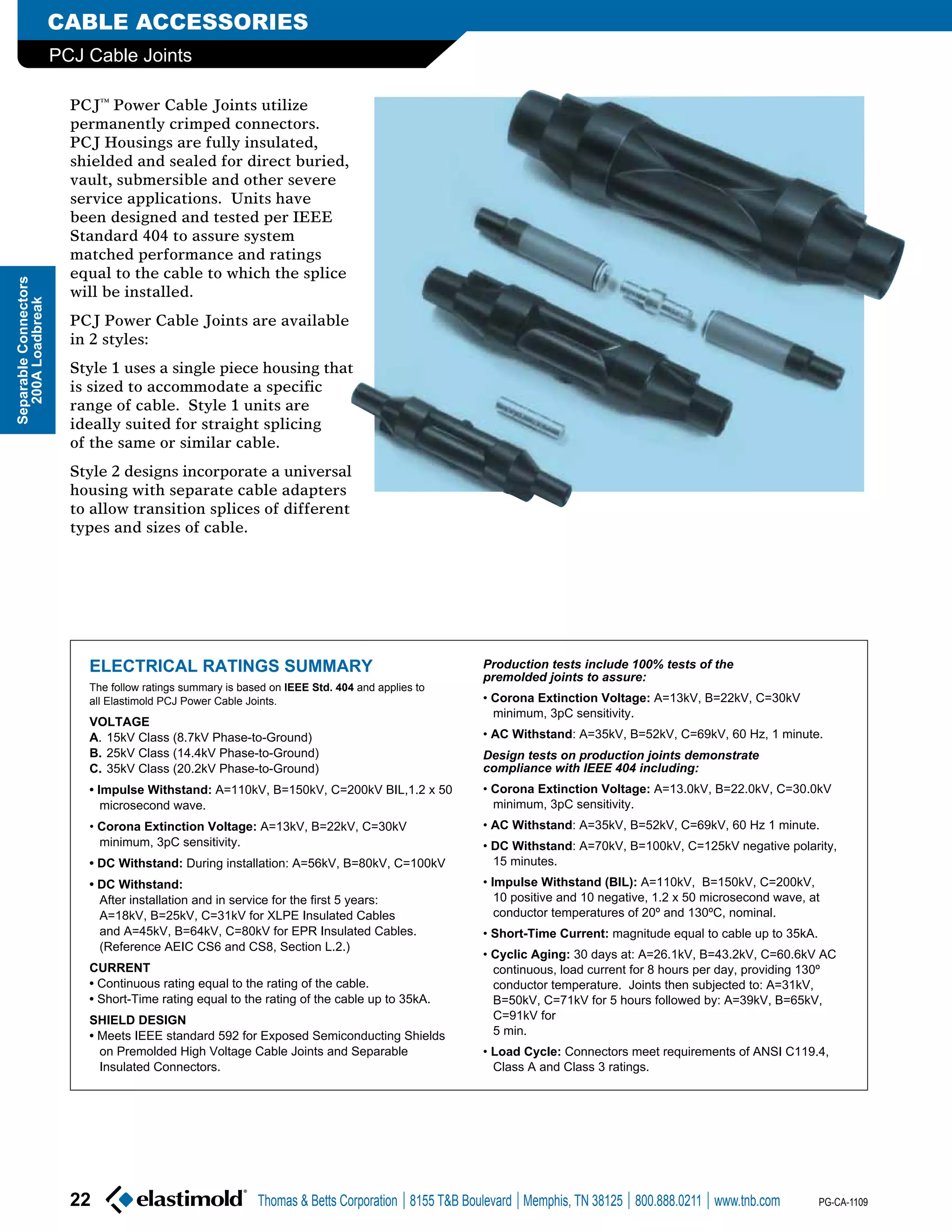 Elastimold Connectors Loadbreak & Deadbreak, Cable Joints & Cable ...