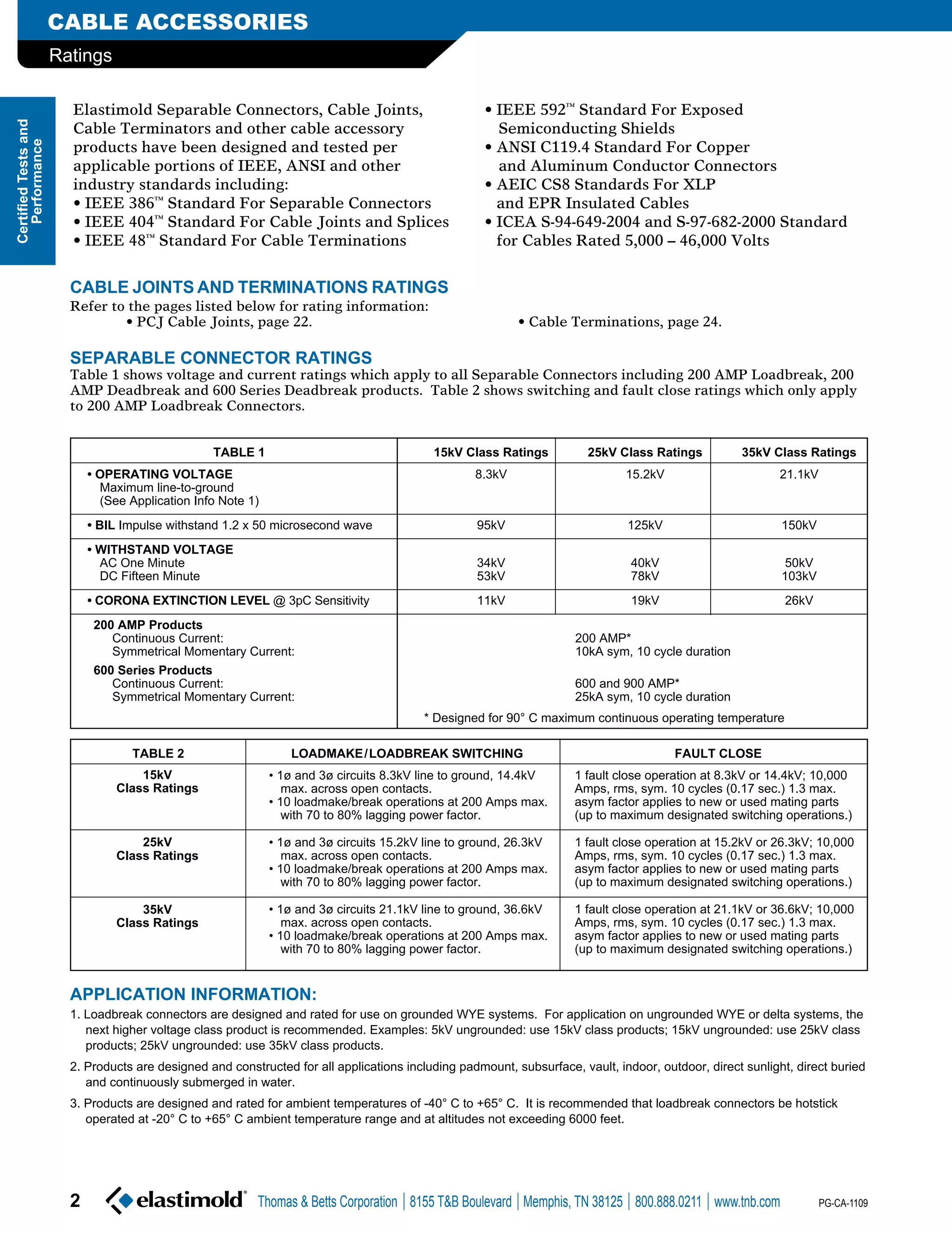 Elastimold Connectors Loadbreak & Deadbreak, Cable Joints & Cable ...