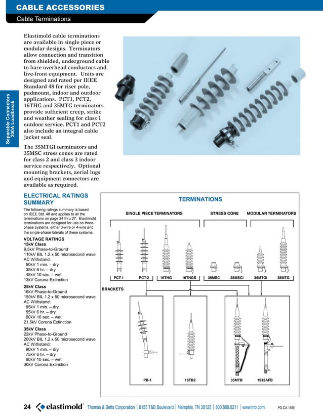 Elastimold Connectors Loadbreak & Deadbreak, Cable Joints & Cable Terminations HV 11kV 33kV ...
