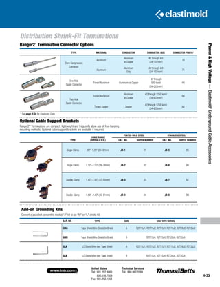 Elastimold - Cable Connectors, Joints, Terminations Catalogue | PDF