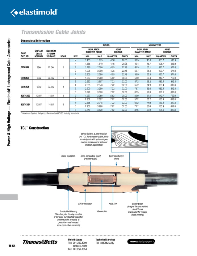Elastimold - Cable Connectors, Joints, Terminations Catalogue