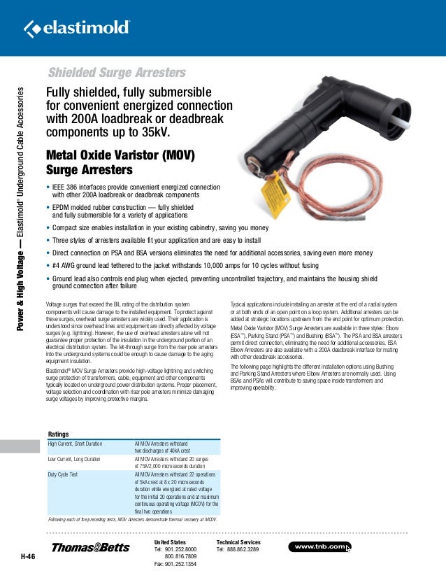 Elastimold - Cable Connectors, Joints, Terminations Catalogue