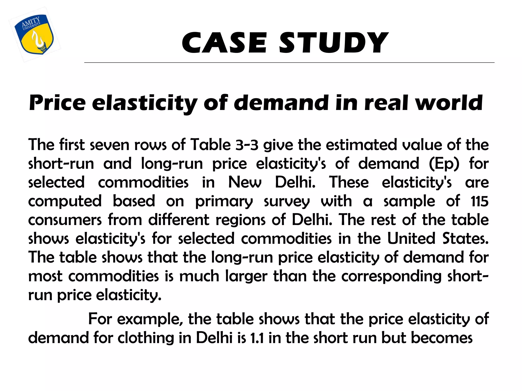 Elastisity of demand - case study | PPT