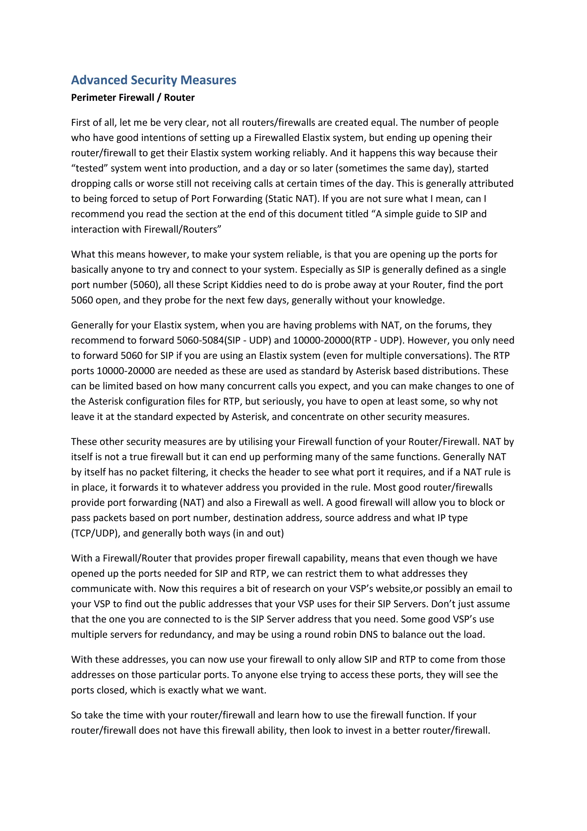 Elastix network security guide | PDF