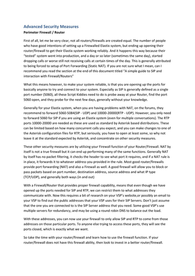 Elastix network security guide | PDF