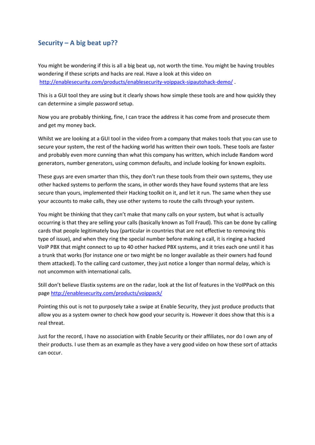 Elastix network security guide | PDF