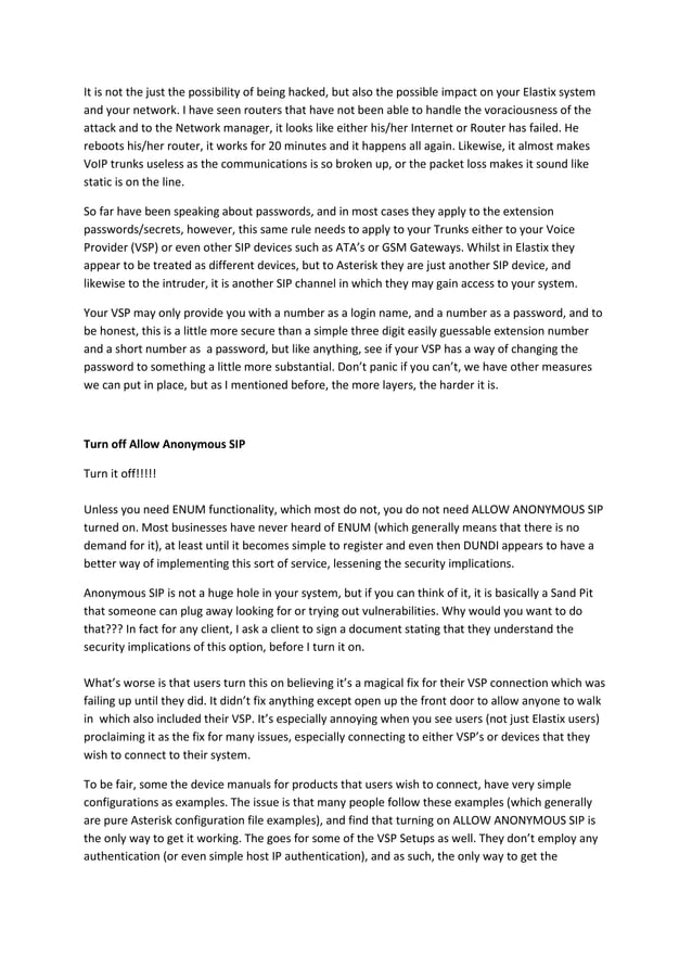 Elastix network security guide | PDF