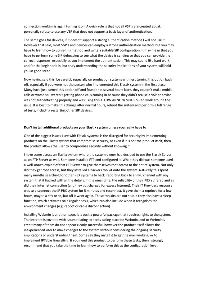 Elastix network security guide | PDF