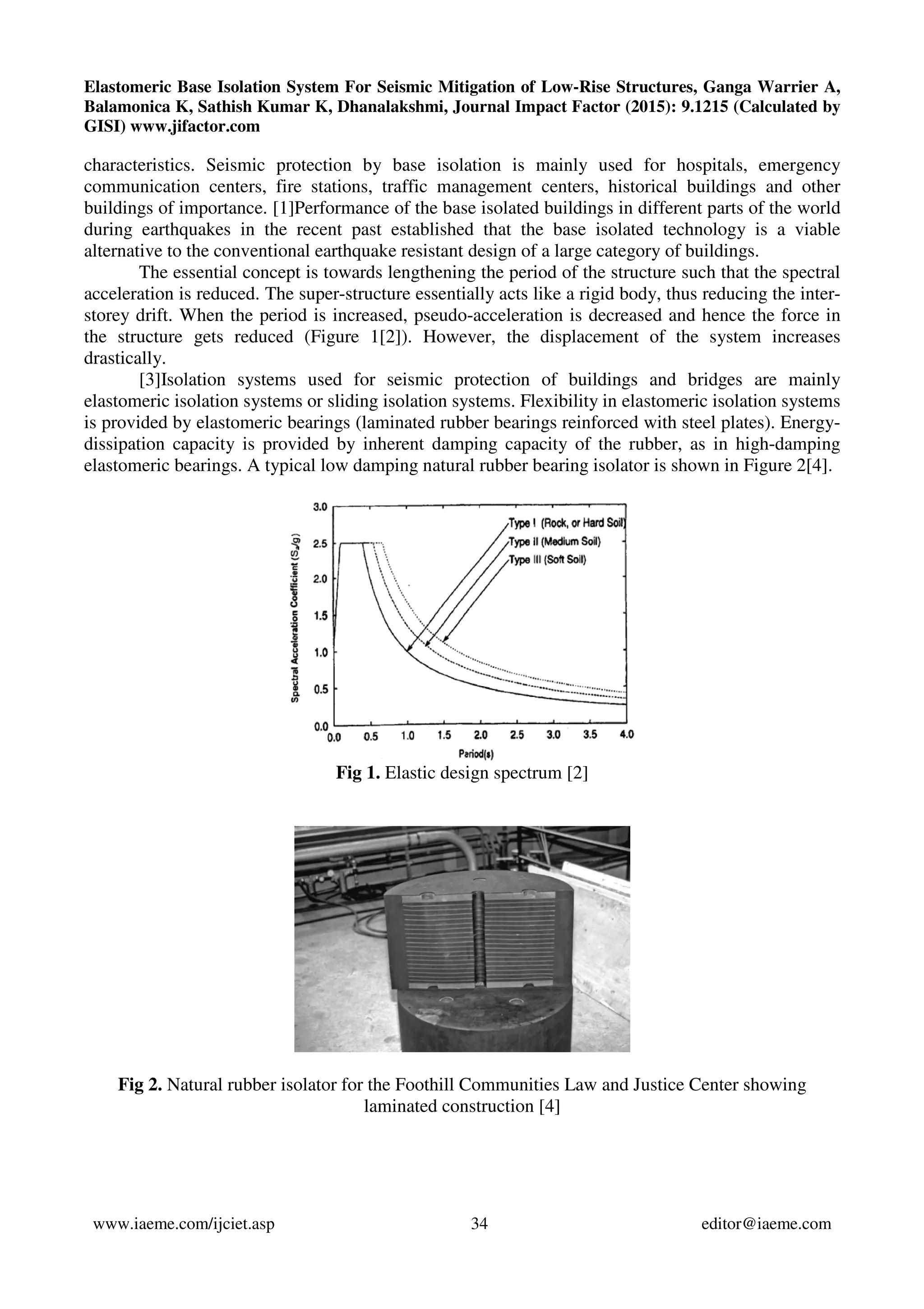 ELASTOMERIC BASE ISOLATION SYSTEM FOR SEISMIC MITIGATION OF LOW-RISE ...