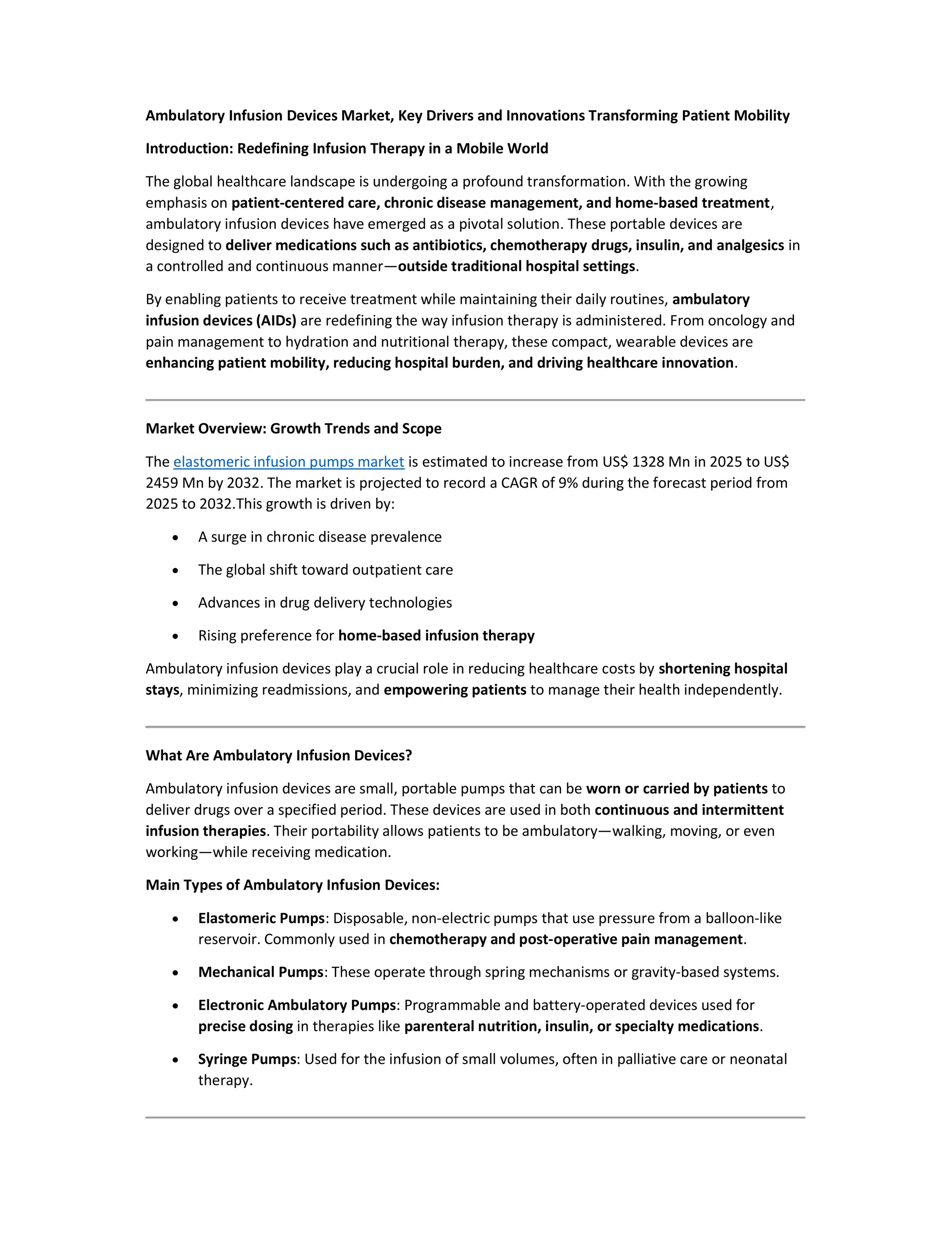 Ambulatory Infusion Devices Market, Key Drivers and Innovations ...