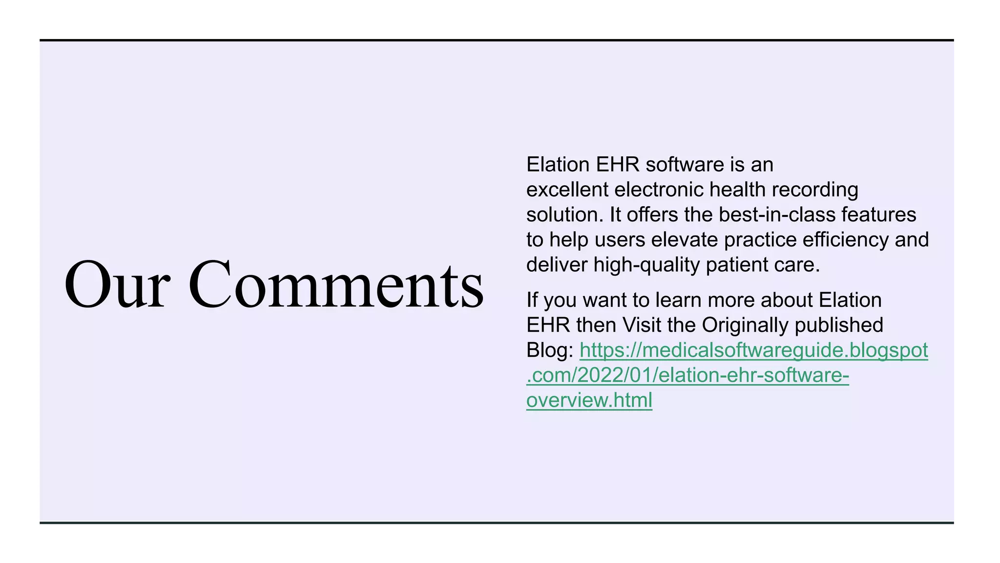 Elation EHR Software | PPT