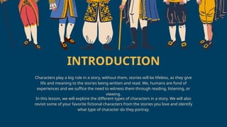 ELA Types of Characters Educational Presentation in Blue and Yellow ...