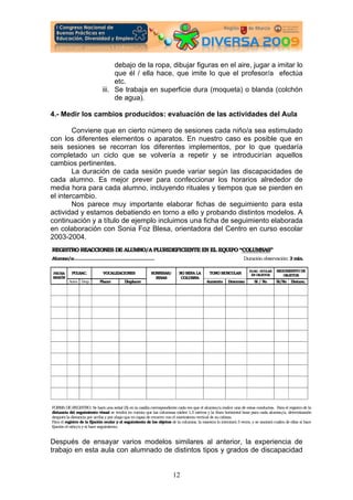 El aula multisensorial en un centro educativo aspectos curriculares y ...
