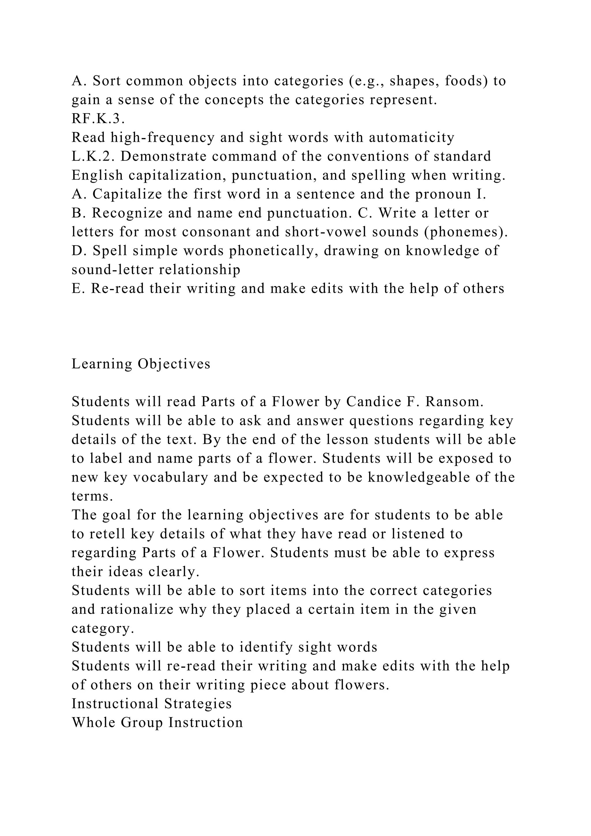 ELA Unit PlanPart 1 Unit PlanGrade Kindergarten Week 1.docx