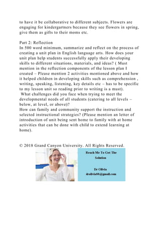 ELA Unit PlanPart 1 Unit PlanGrade Kindergarten Week 1.docx