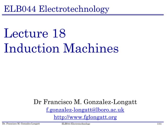 ELB044 Lecture 18. Introduction to Induction Machines | PDF | Physics ...
