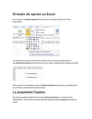 El botón de opción en excel | DOCX