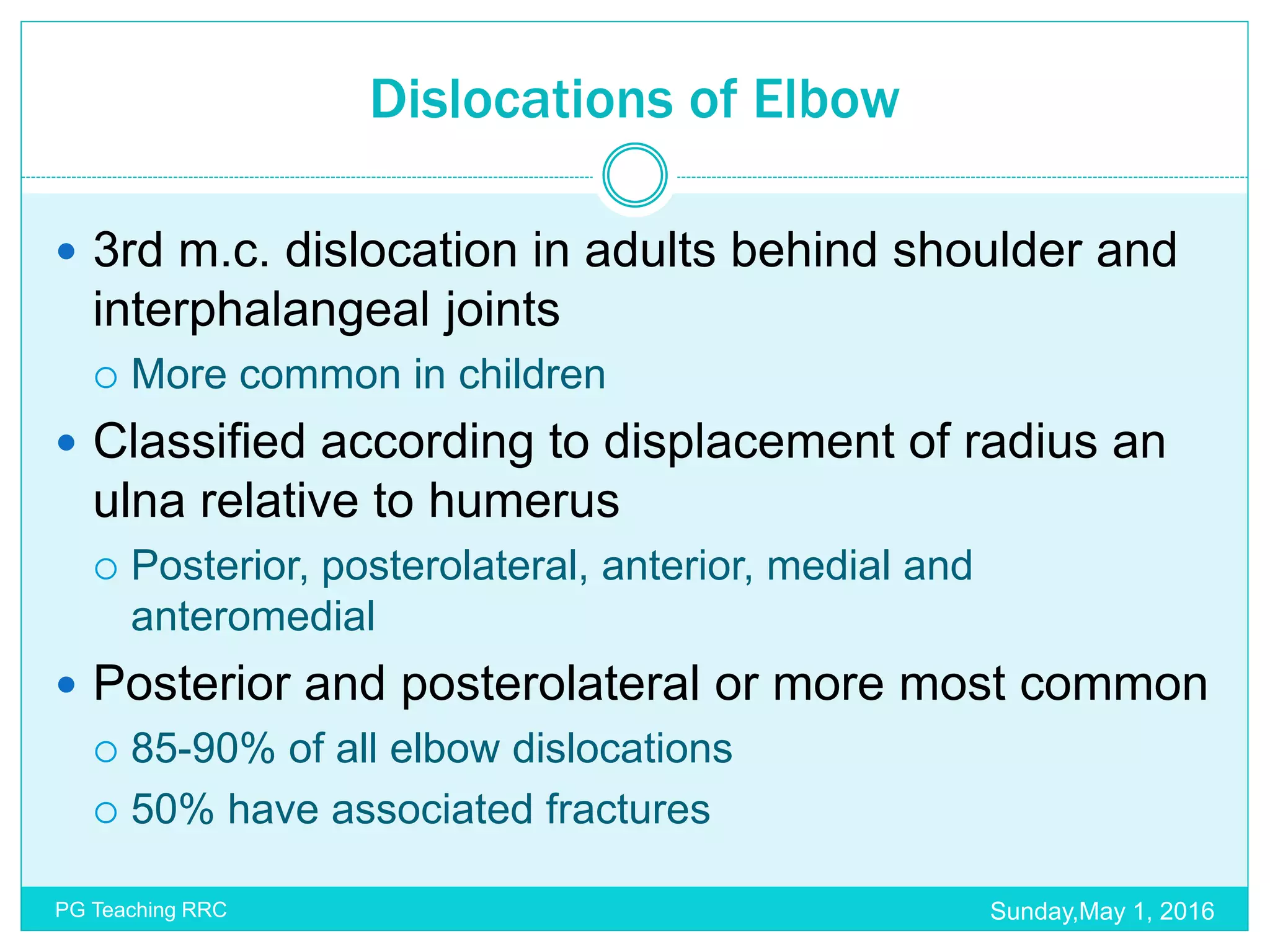 Elbow trauma & infection | PPTX