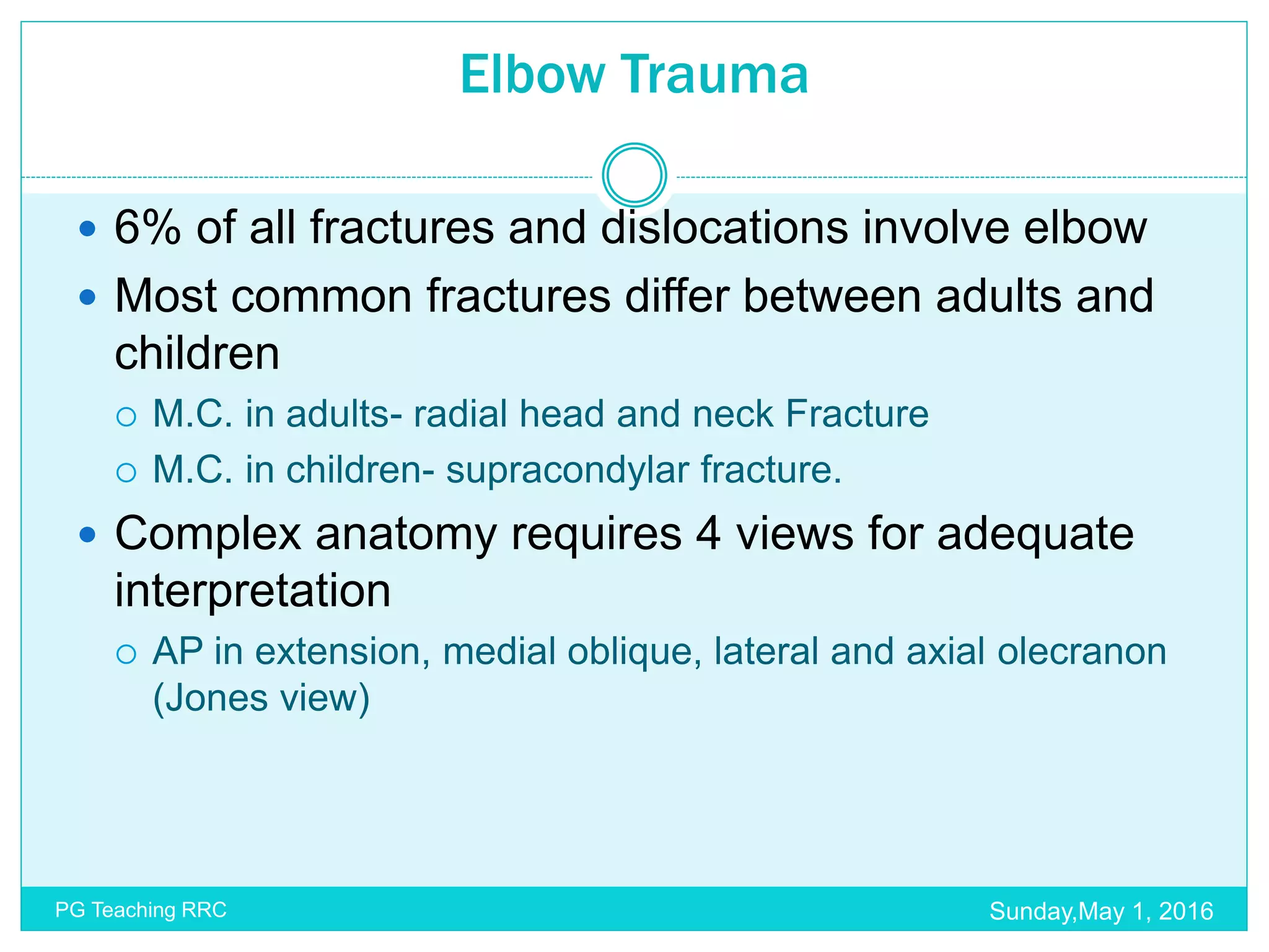 Elbow trauma & infection | PPTX