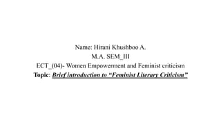 Feminist Literary Criticism | PPTX