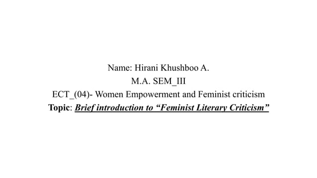 Feminist Literary Criticism | PPTX