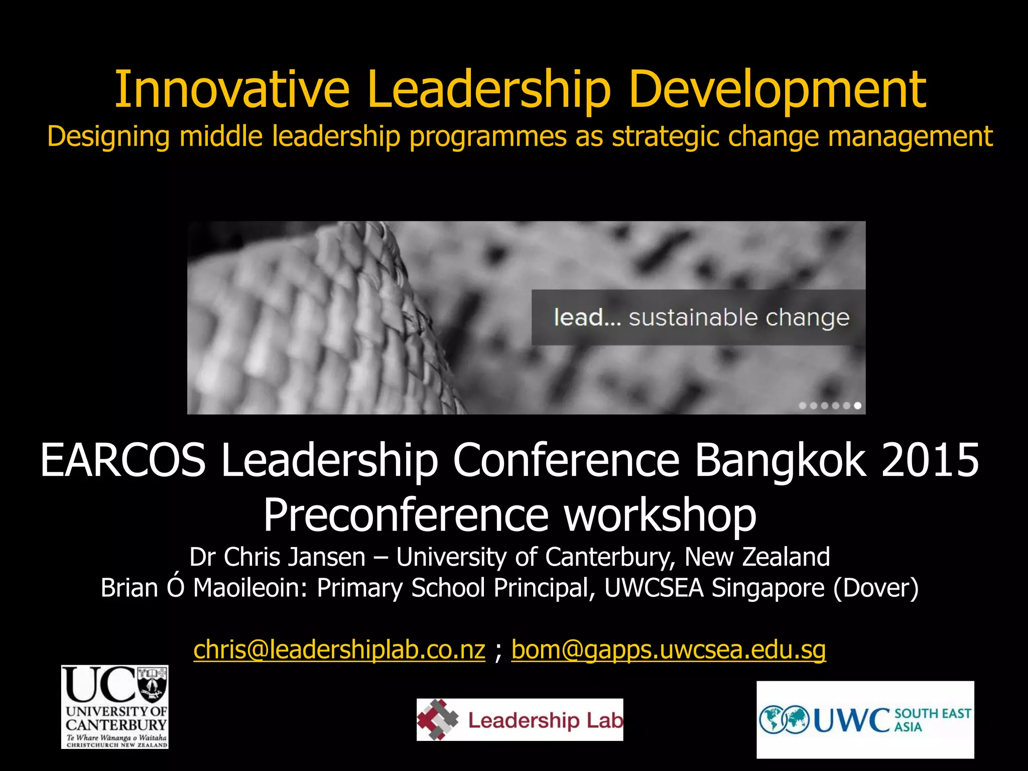 ELC 2015 Innovative Leadership Development pre conference workshop ...