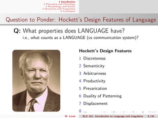 Introduction to Language and Linguistics 001: What do you know when you ...