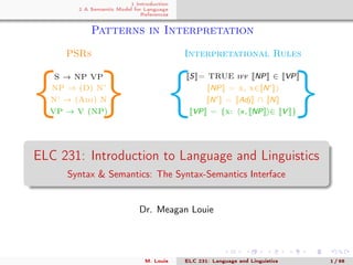 Introduction to Language and Linguistics 006: Syntax & Semantics (the interface) | PPT