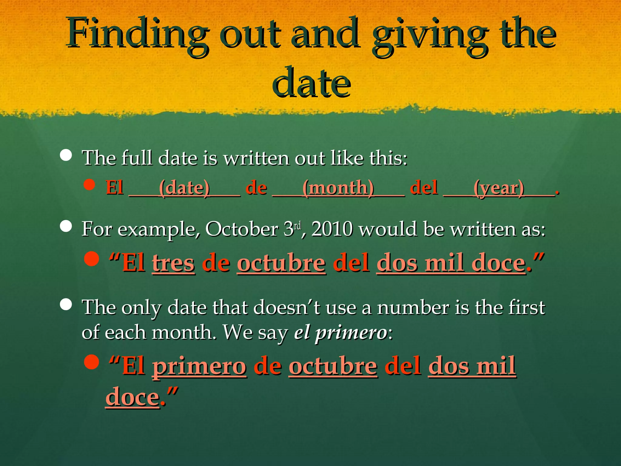 El calendario y la fecha | PPT