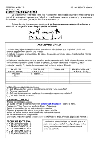 El calentamiento 2º eso | PDF