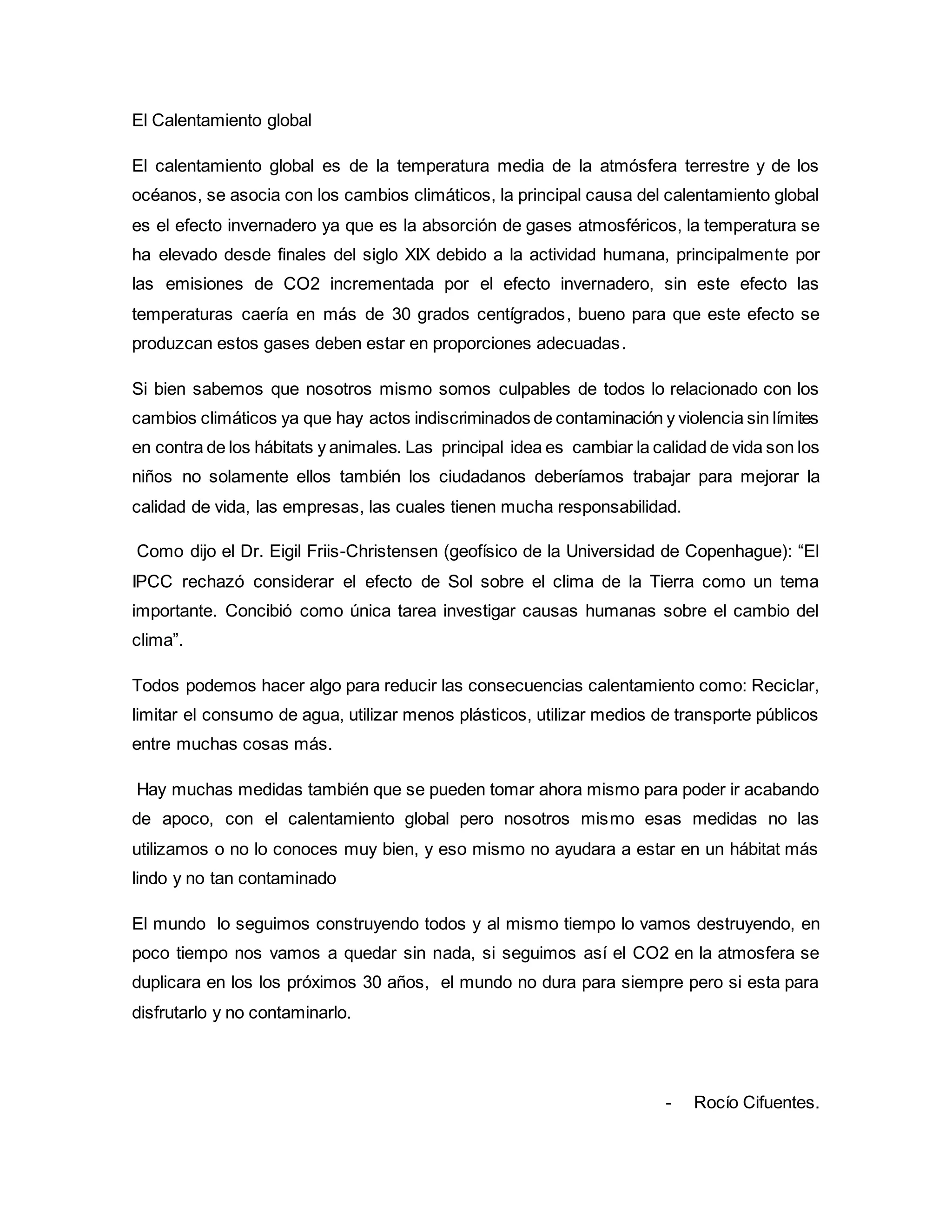 El calentamiento global | DOCX