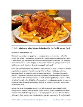 El caso del pollo a la brasa y la cultura de la resolución de ...
