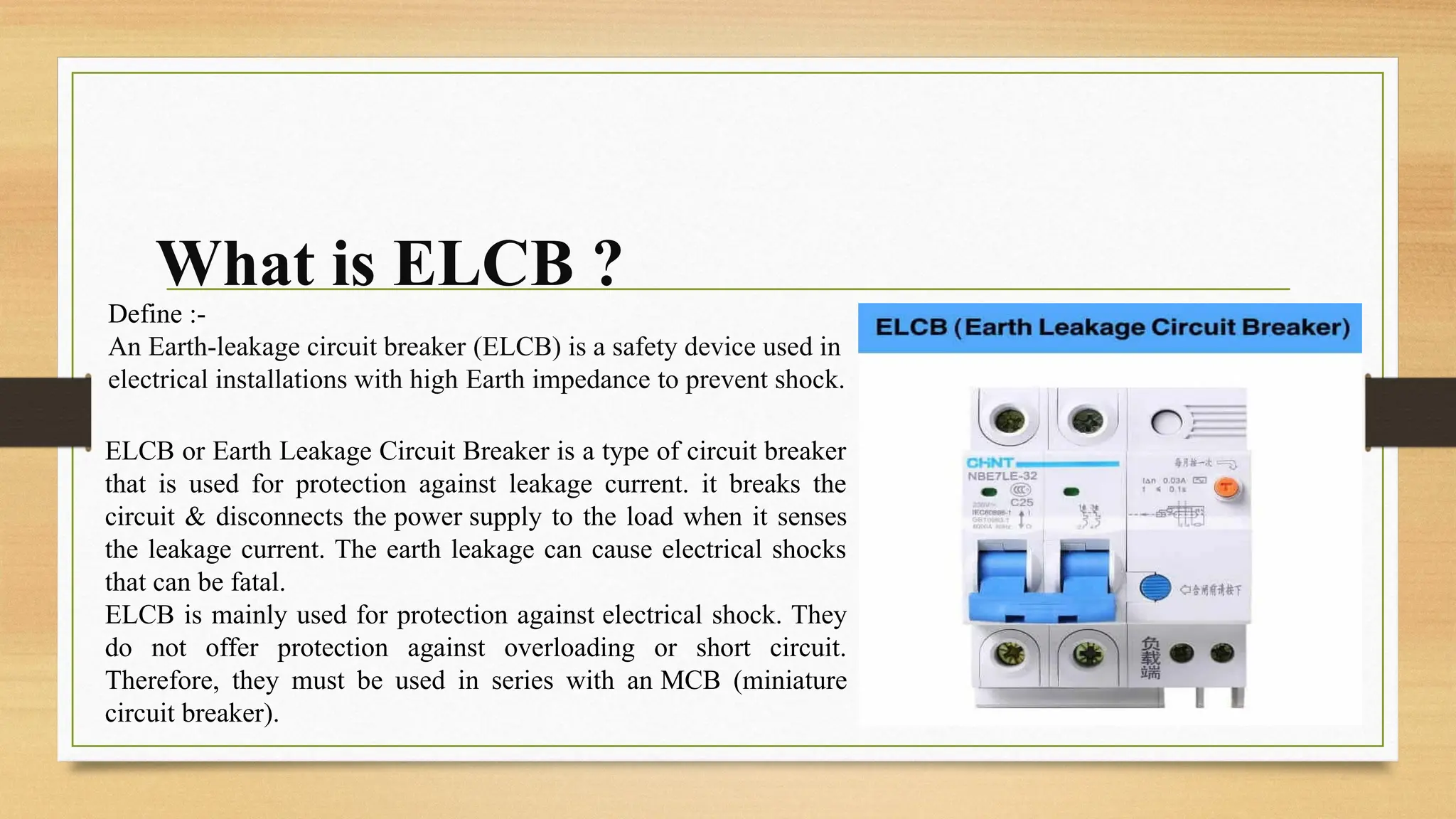 Earth Leakage Circuit Breaker PPT (ELCB).pptx