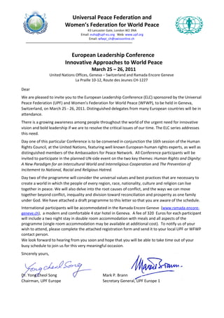 Human RIghts Conference in Geneva at UN- March 2011 invitation | PDF
