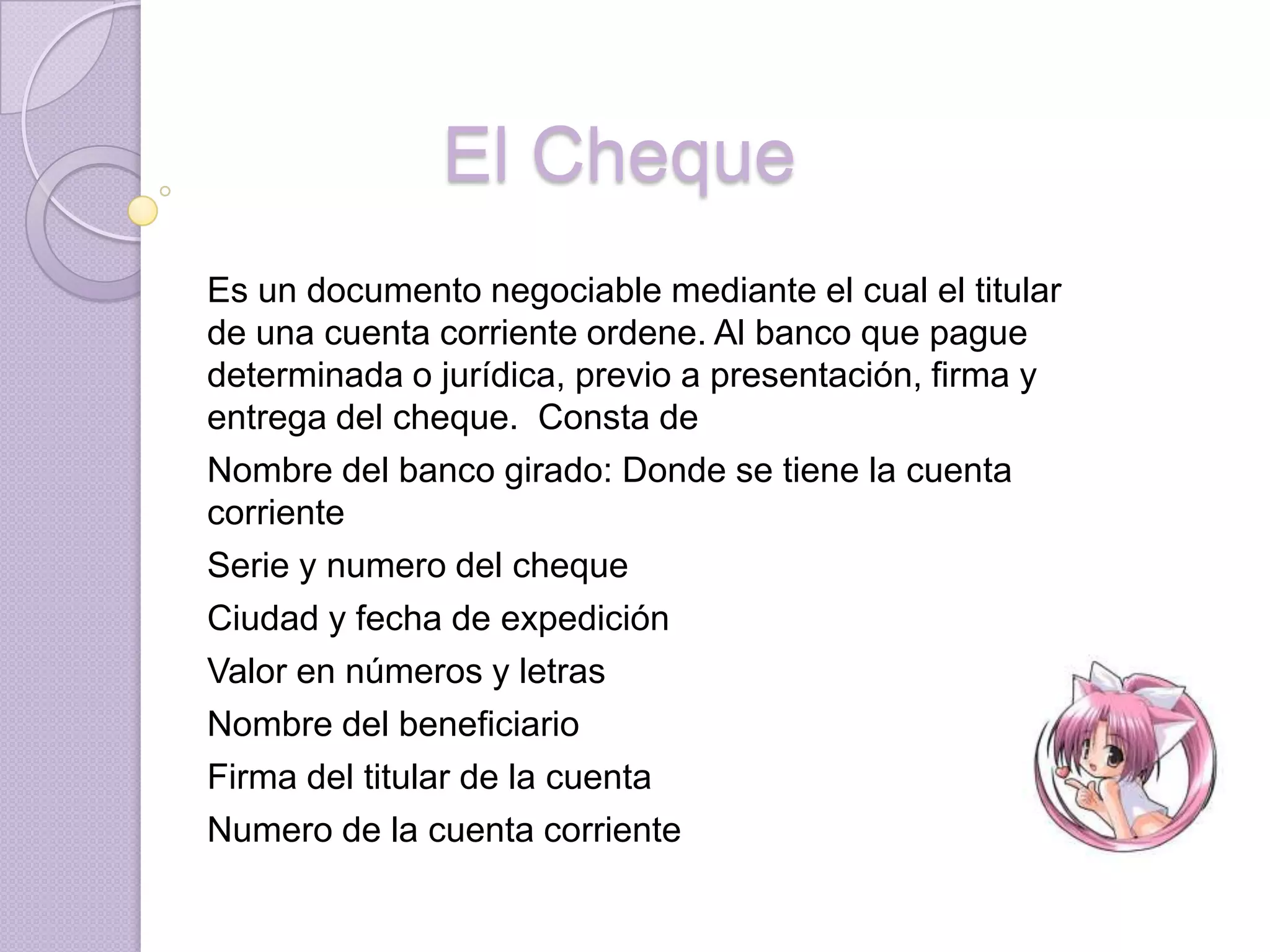 El cheque | PPTX