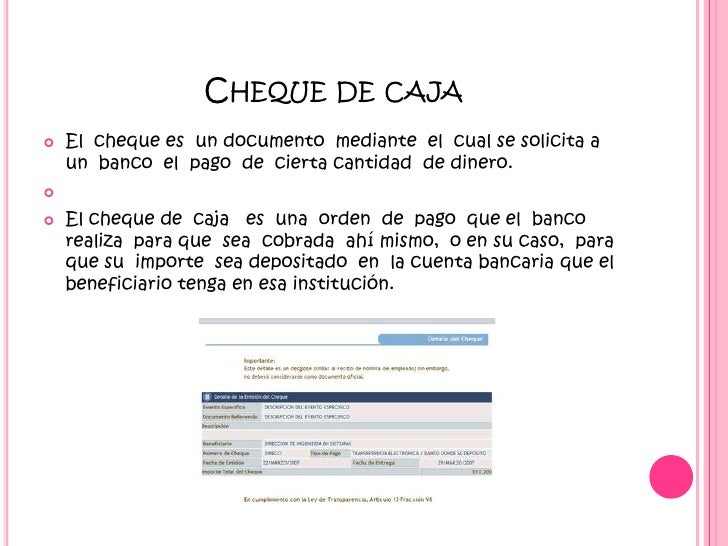 Cheques de caja - Imagui