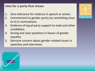 Prajnya Gender Equality Election Checklist | PPTX