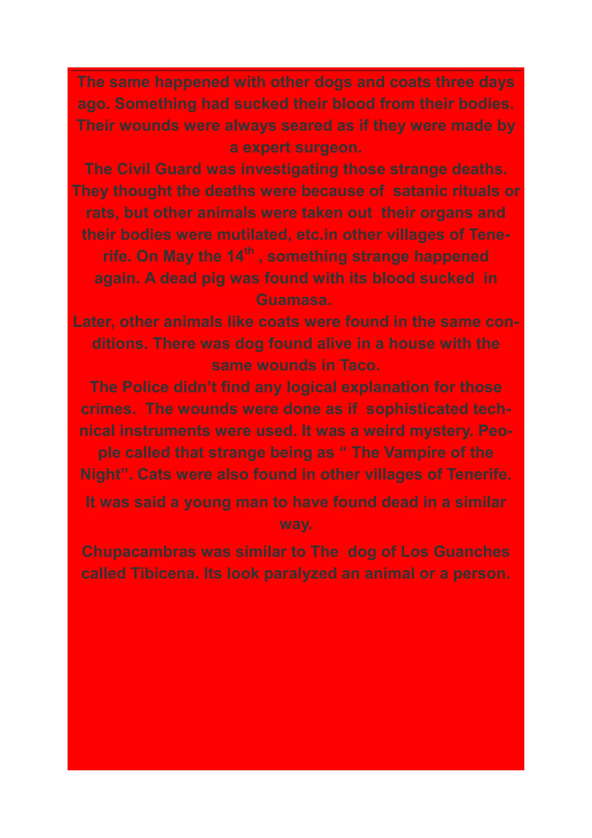El chupacabras ( the goatsucker) | PDF