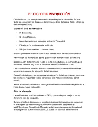 El ciclo de instruccion | DOCX